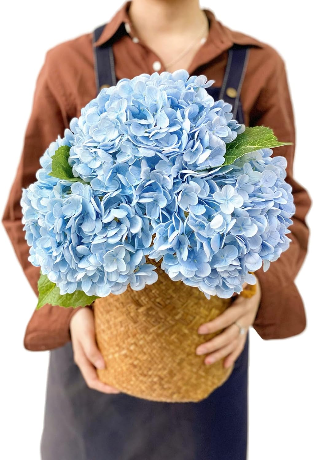 Amazon.com: JINWOE Light Blue Flowers Real Touch Artificial Hydrangeas ...