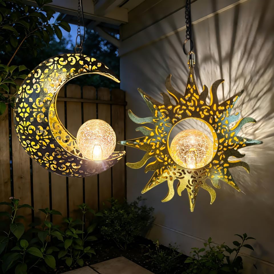 Amazon.com: Amugmilk Solar Hanging Lights for Outside Garden,Outdoor ...