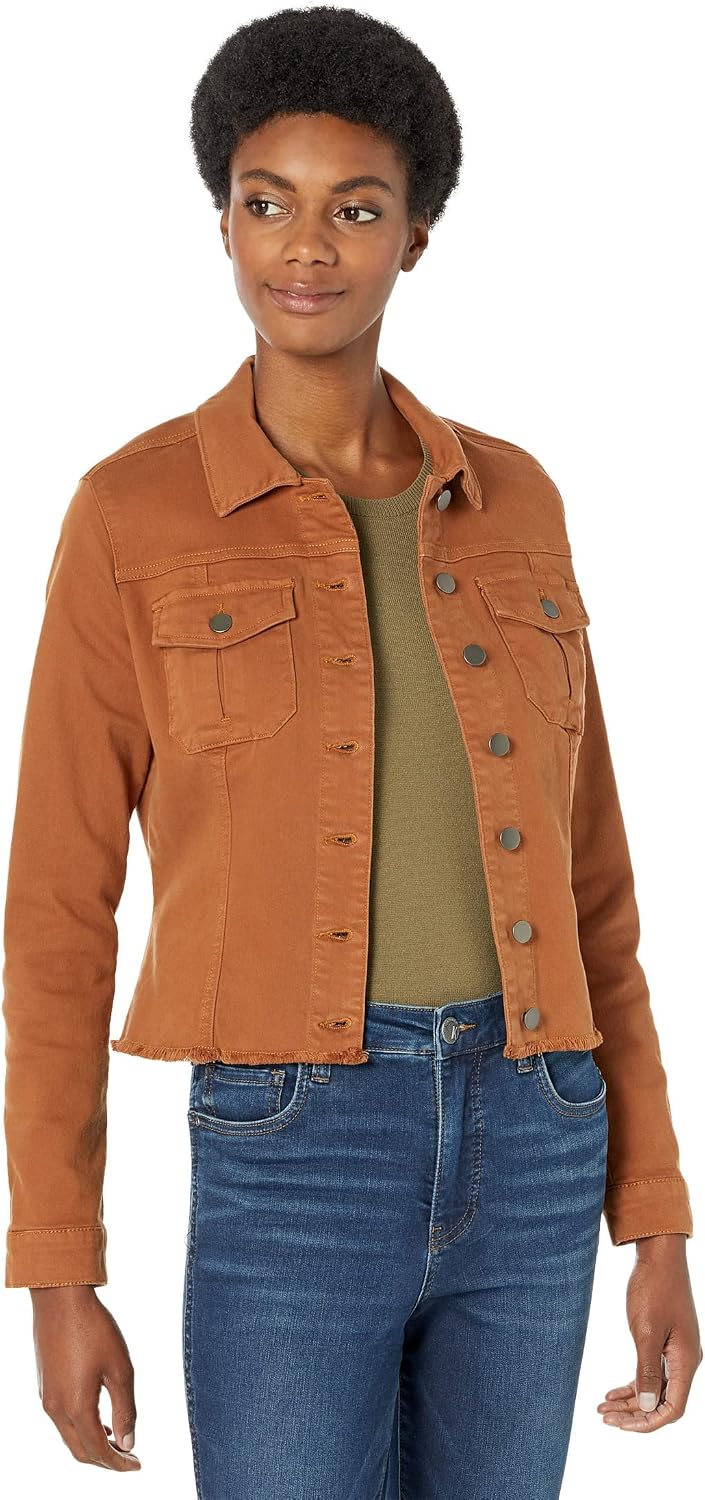 KUT from the Kloth Kara Jacket with Frayed Hem Chestnut XL at Amazon ...