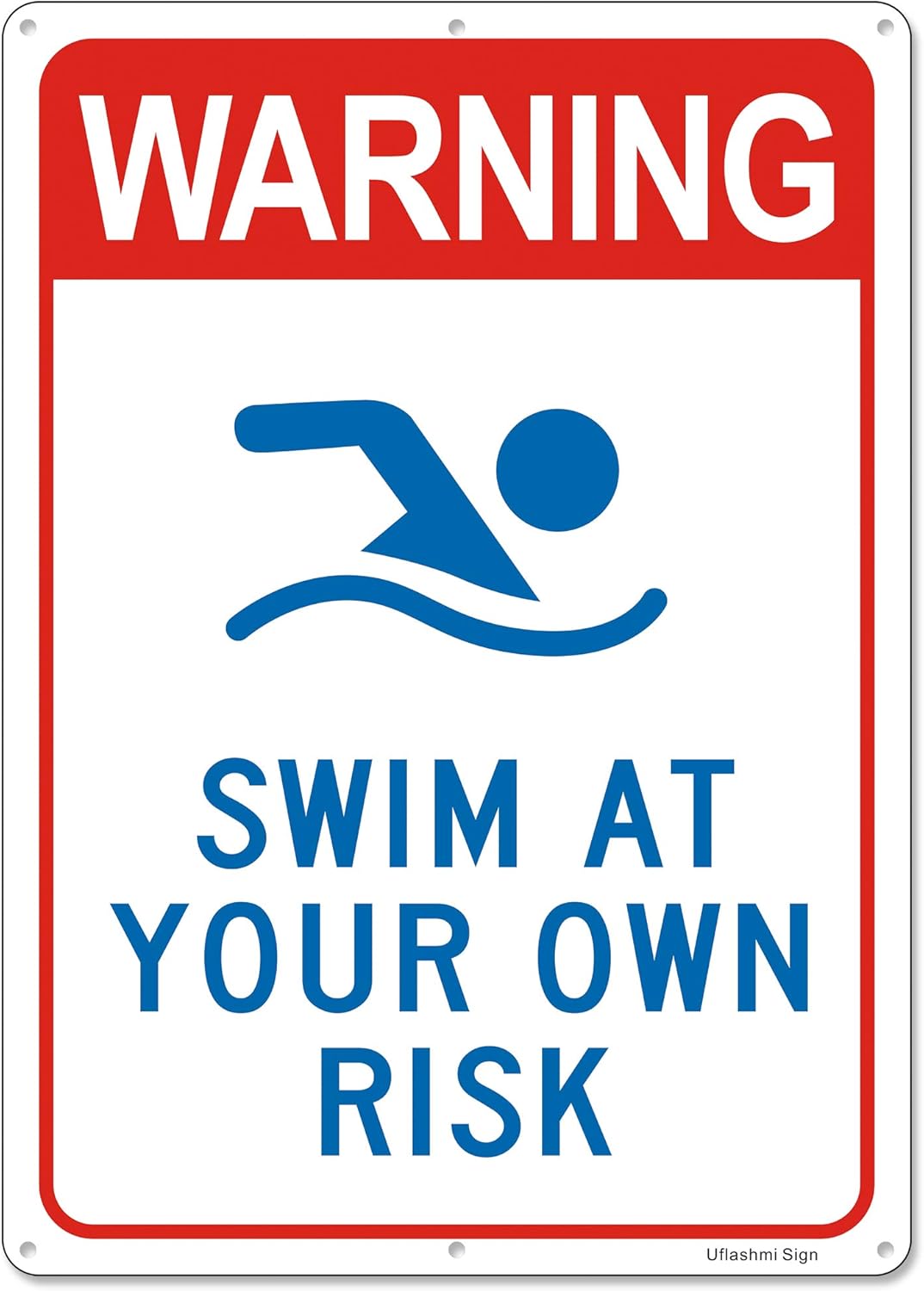 Amazon.com: Warning Swim at Your Own Risk Pool Sign, Metal Pool signs ...