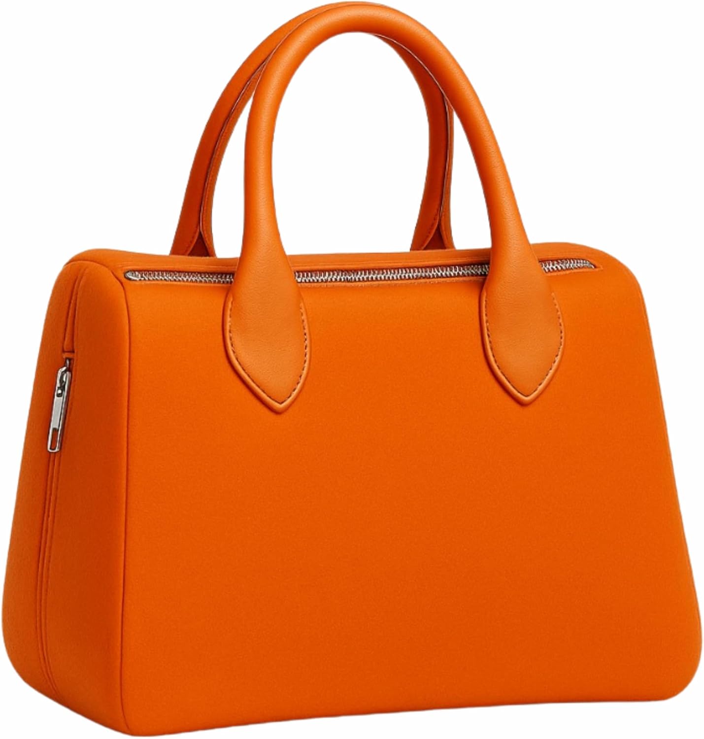 Amazon.com: Orange Designer Handbag with Zip Closure | Premium Leather ...