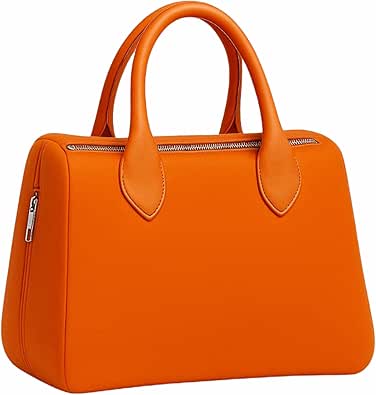 Amazon.com: Orange Designer Handbag with Zip Closure | Premium Leather ...
