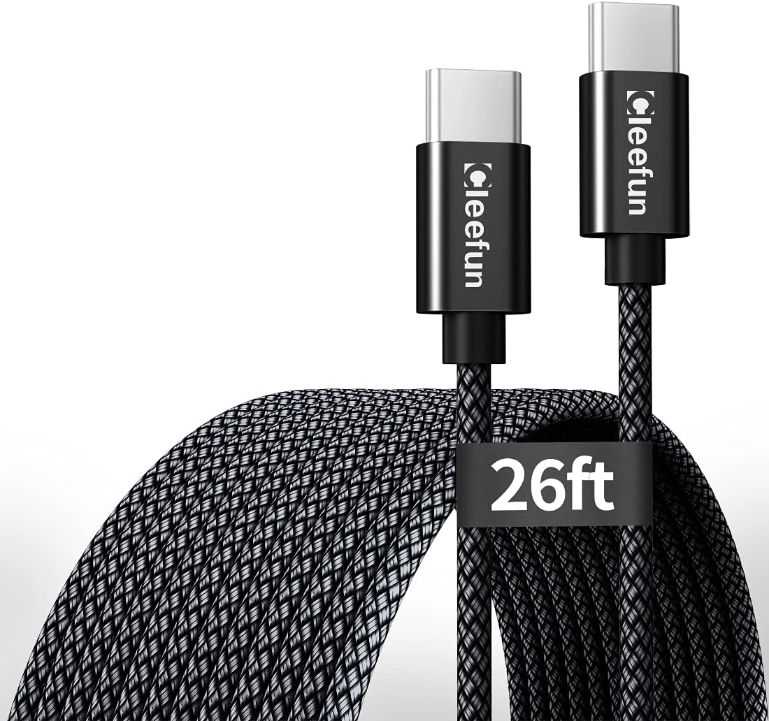 Amazon.com: CLEEFUN Extra Long USB C to USB C Cable [26ft/8m], Long USB ...