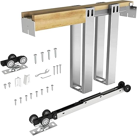 JUBEST 30"x80" Pocket Door Frame Kit with 120LBS Two-Way Soft-Close ...