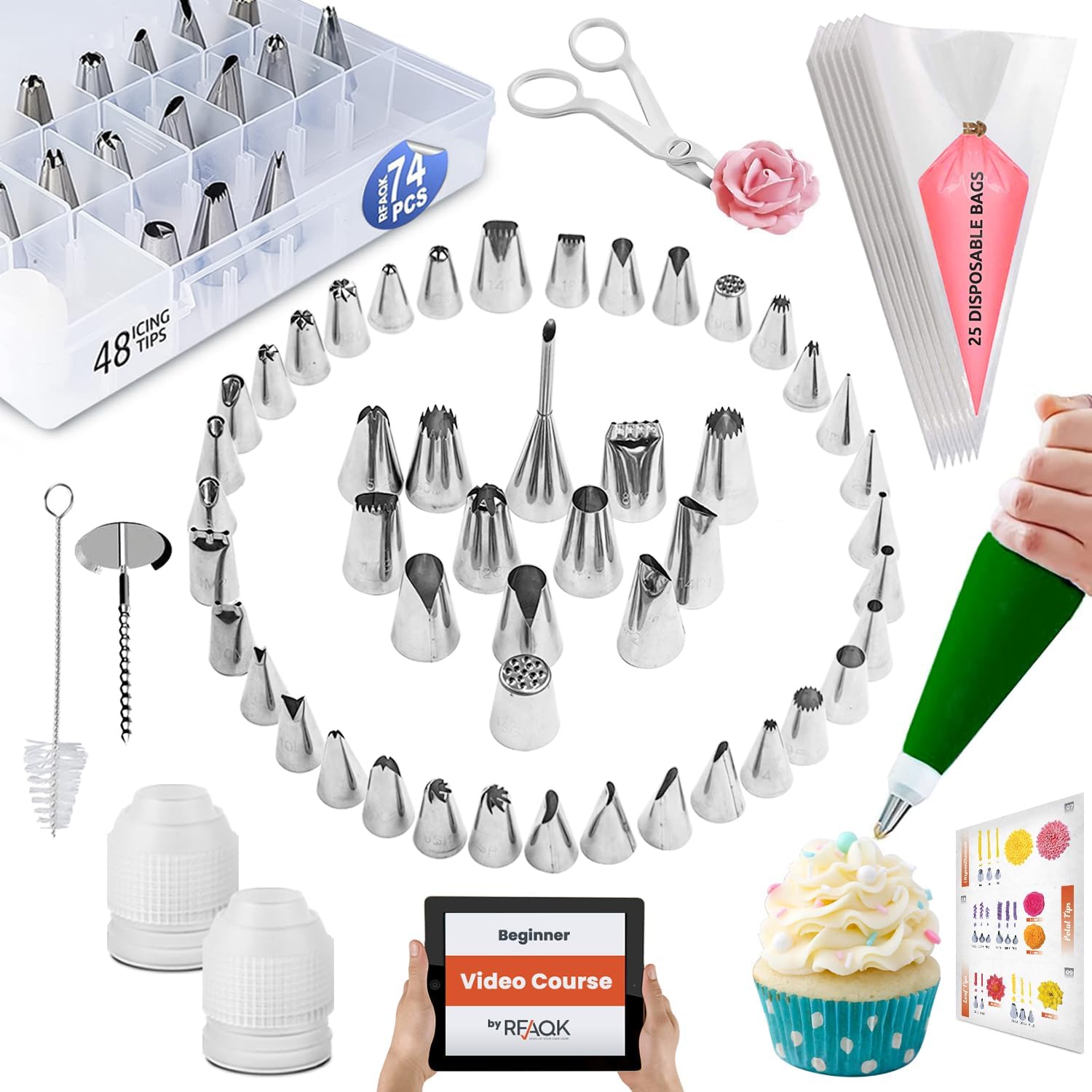 Amazon.com: 48-Piece Numbered Piping Tips, Cookie Icing Tips, Cookie ...