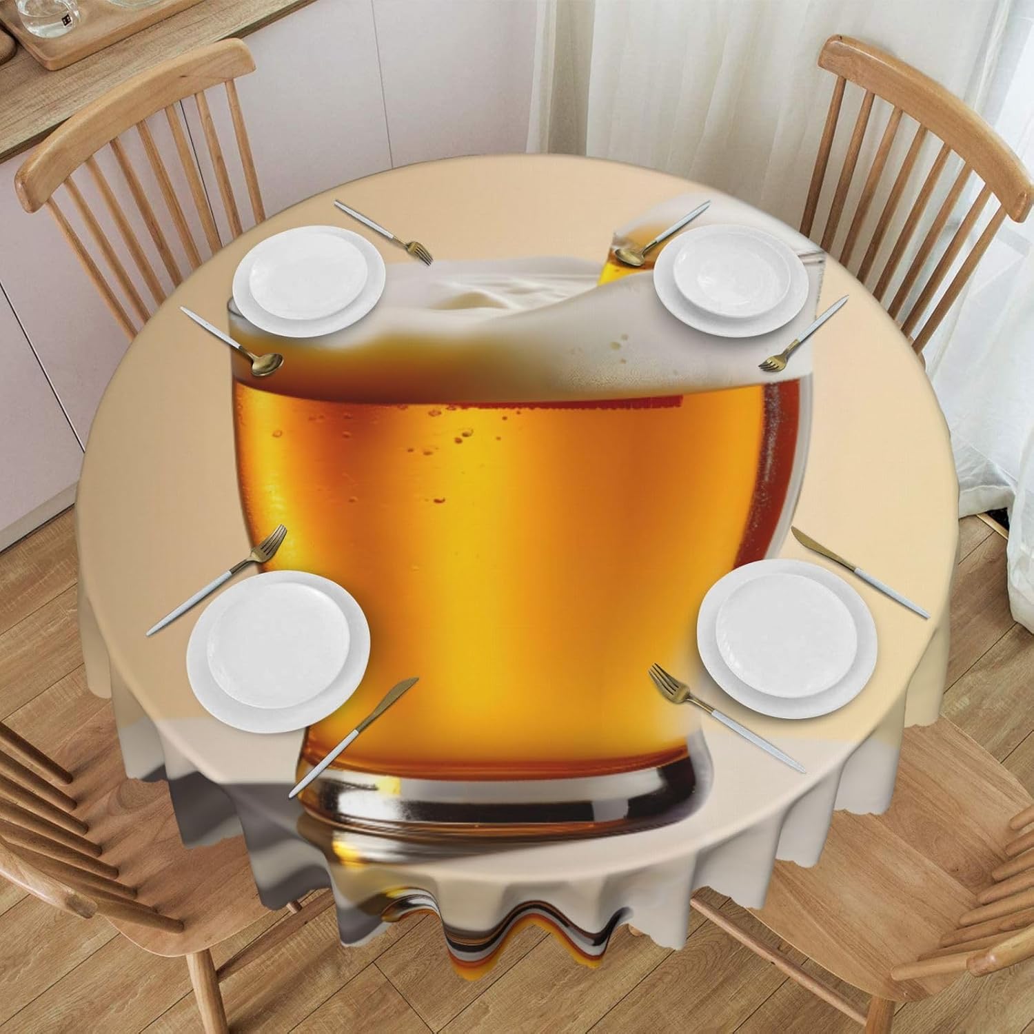 Amazon.com: HJLUUFT Beer Foam Round Table Cloths - 60-Inch Round ...