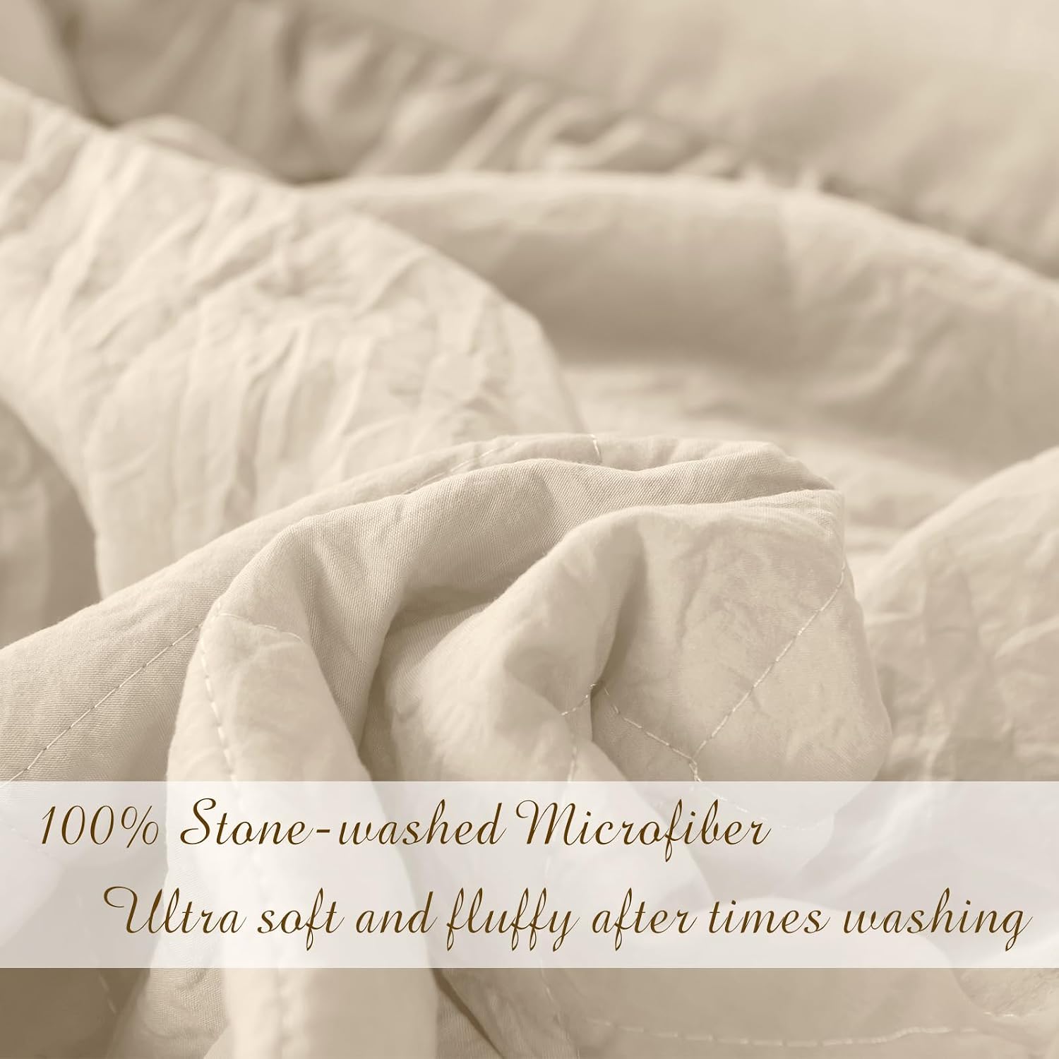 Lady Ann Wheat Ruffle Skirt Bedspread Queen Size 3-Piece Set, Ultra ...