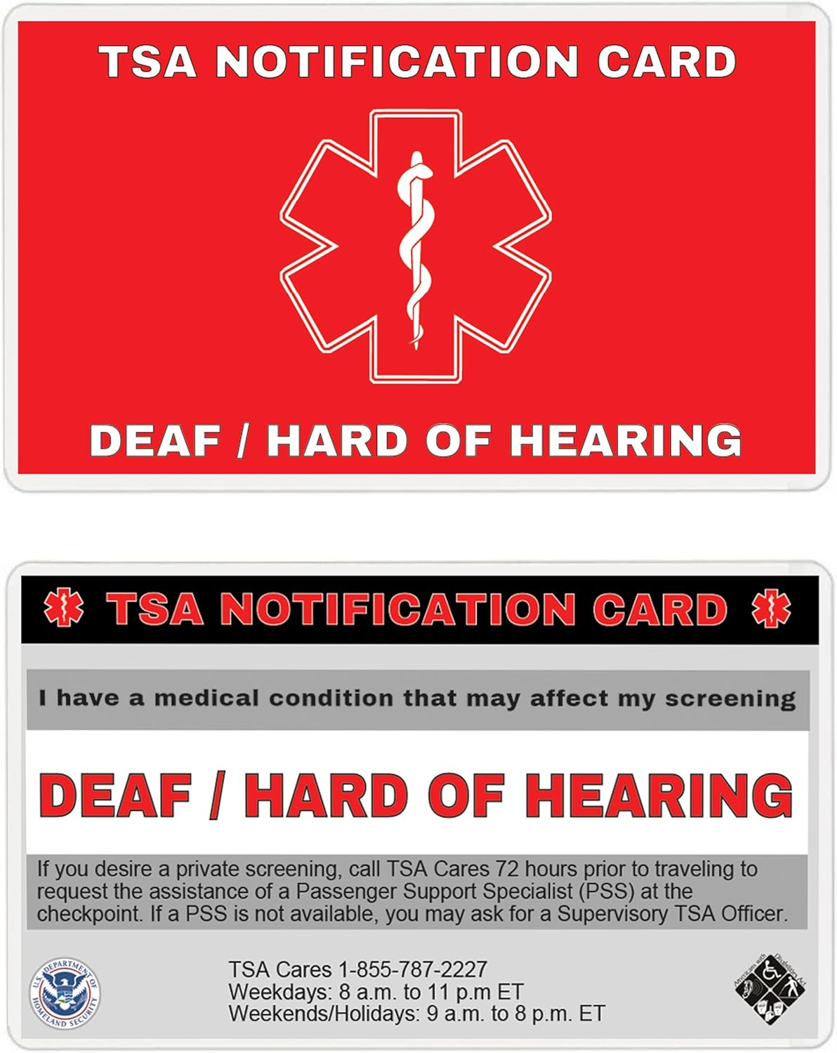Amazon.com : Deaf/Hard of Hearing TSA Notification Wallet Air Travel ...