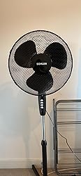 Black 16" Standing Pedestal Stand Fan Adjustable Oscillating Rotating ...