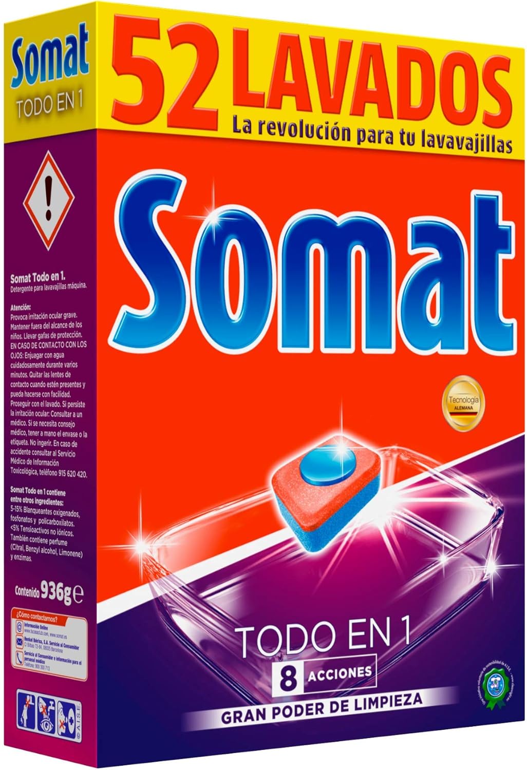 Somat All-in-1 Dishwasher Tablets 8 Functions - 52 Pieces : Amazon.co ...