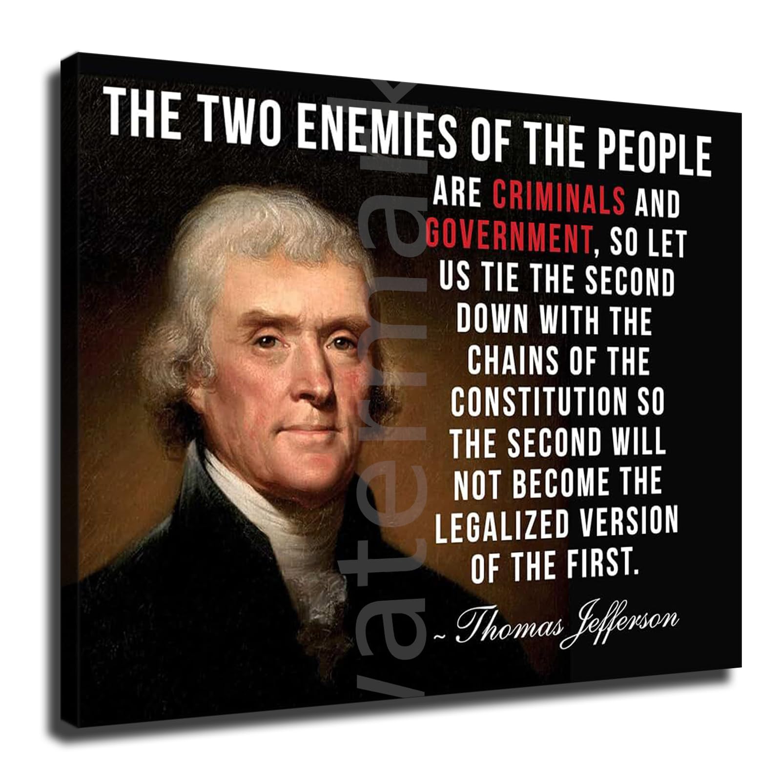 Amazon.com: Thomas Jefferson Quotes Poster Canvas Wall Art Mural ...