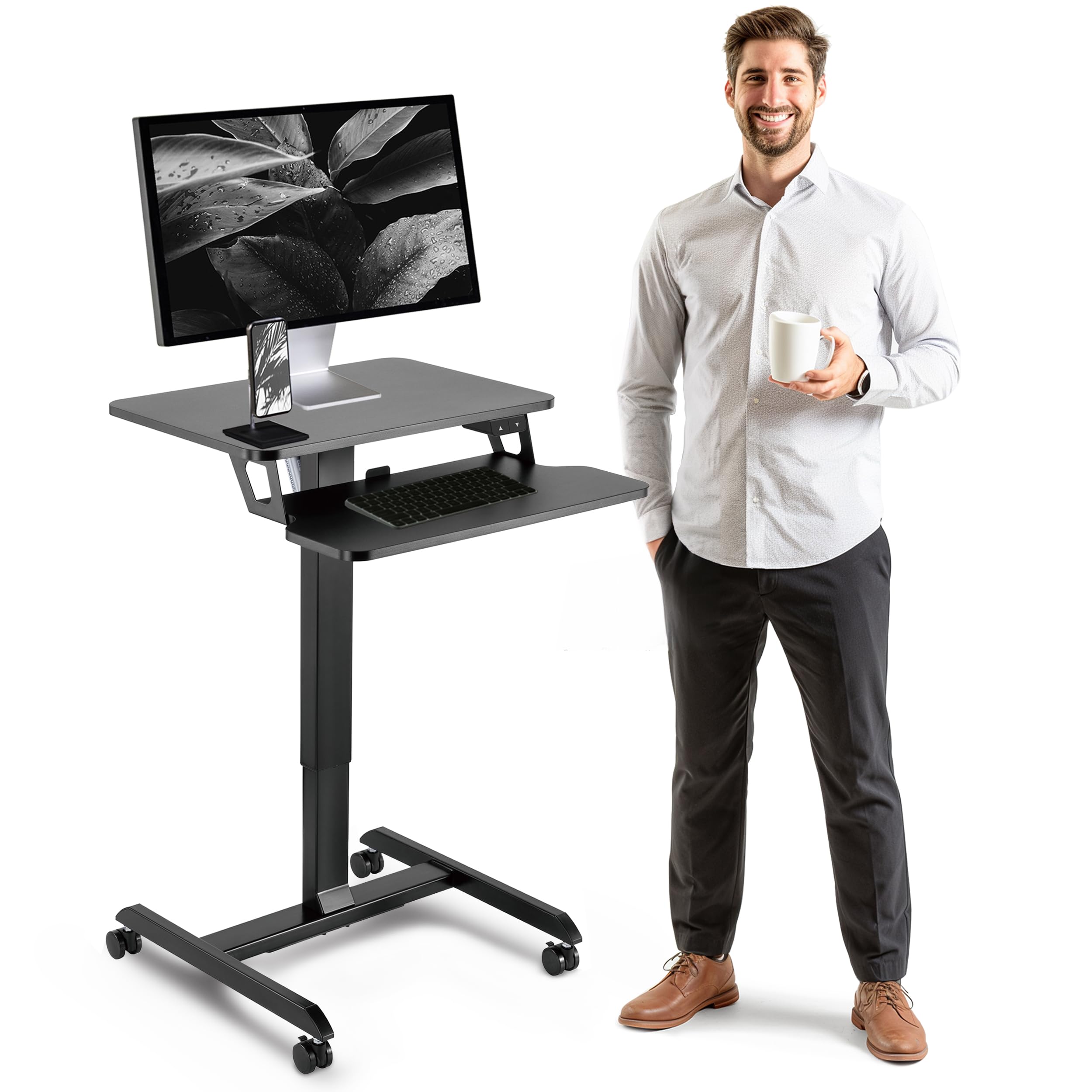 Amazon.com: OCOMMO Automatic Height Adjustable Mobile Workstation with ...