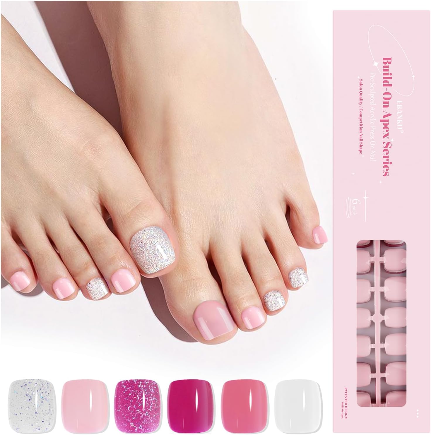 Amazon.com: 216Pcs Press on Toenails French Tips Toe Nails Press ons ...