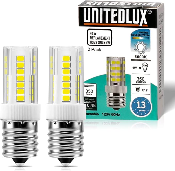Amazon.com: UNITEDLUX E17 LED Bulb Dimmable, Microwave Oven Bulb 4W ...