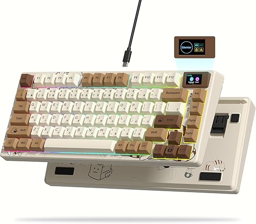 Womier SK80 Retro 75% Keyboard with Color Multimedia Display Mechanical ...