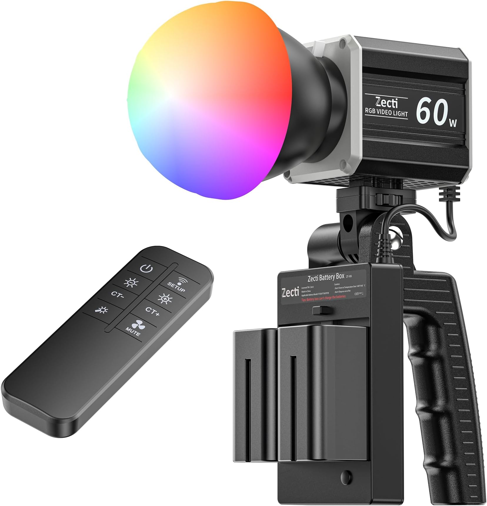 Amazon.com : 60W RGB LED Video Light with 2 Batteries Continuous Output ...