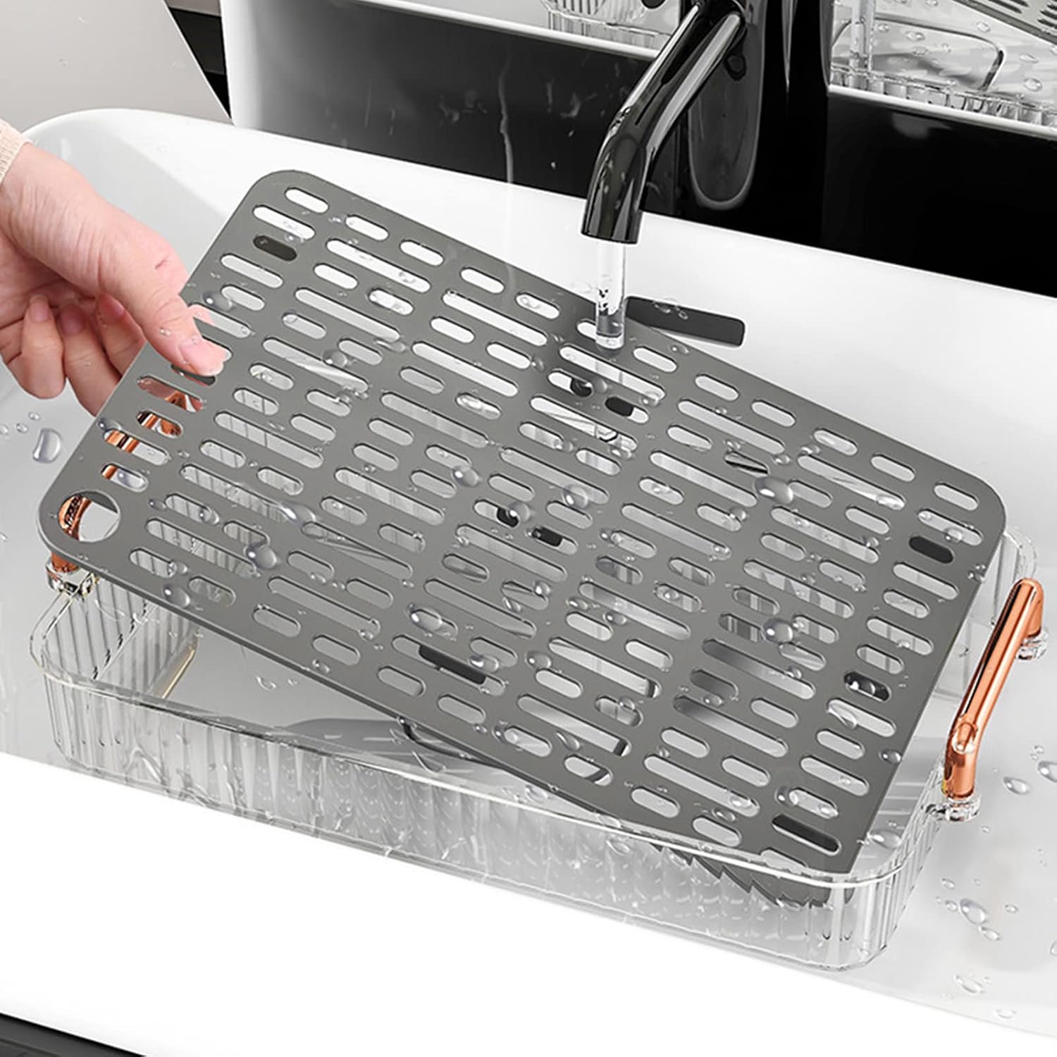 Amazon.com: Water Drainage Tea Tray, Double Layer Large Capacity ...