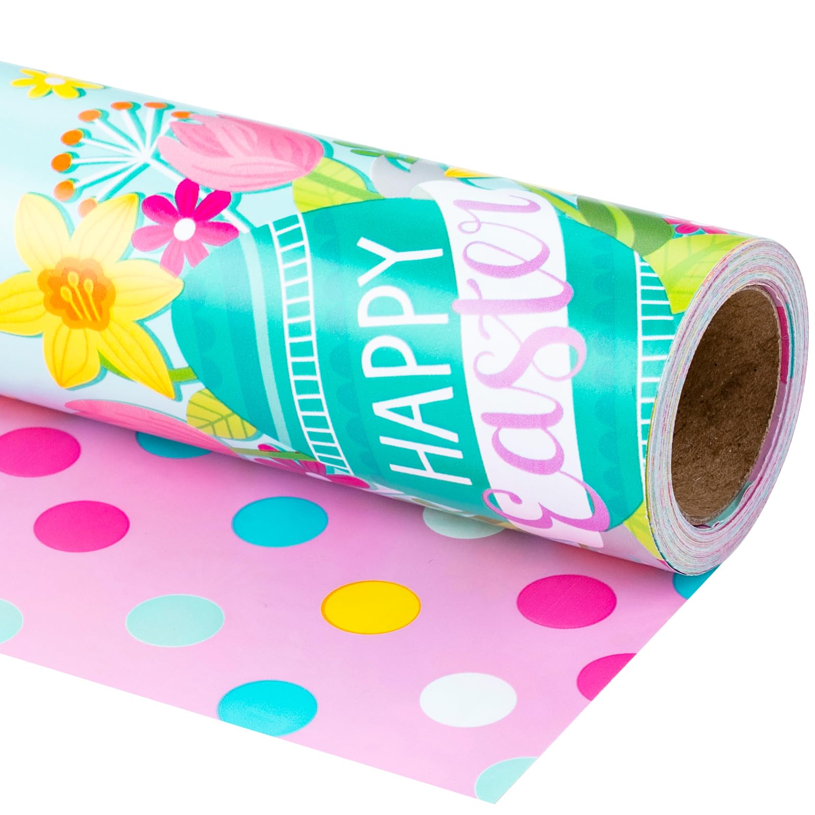 Snapklik.com : LeZakaa Reversible Easter Wrapping Paper Roll, Happy ...