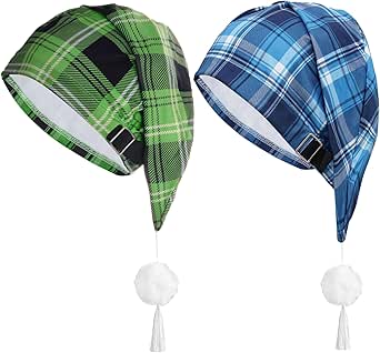 cnomg 2pcs Sleeping Cap for Men Pajama Cap Adjustable Buffalo Plaid ...