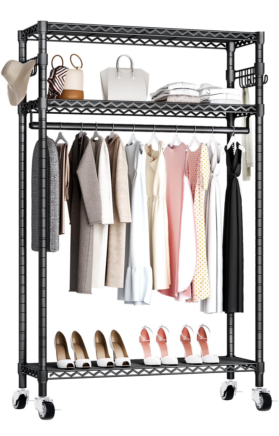 Amazon.com: ZERDER Metal Clothing Rack for Closet, Heavy Duty Clothes ...