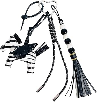 QTMY Cute Zebra Beaded Braided Keychain Bag Charms for Handbag Purse ...