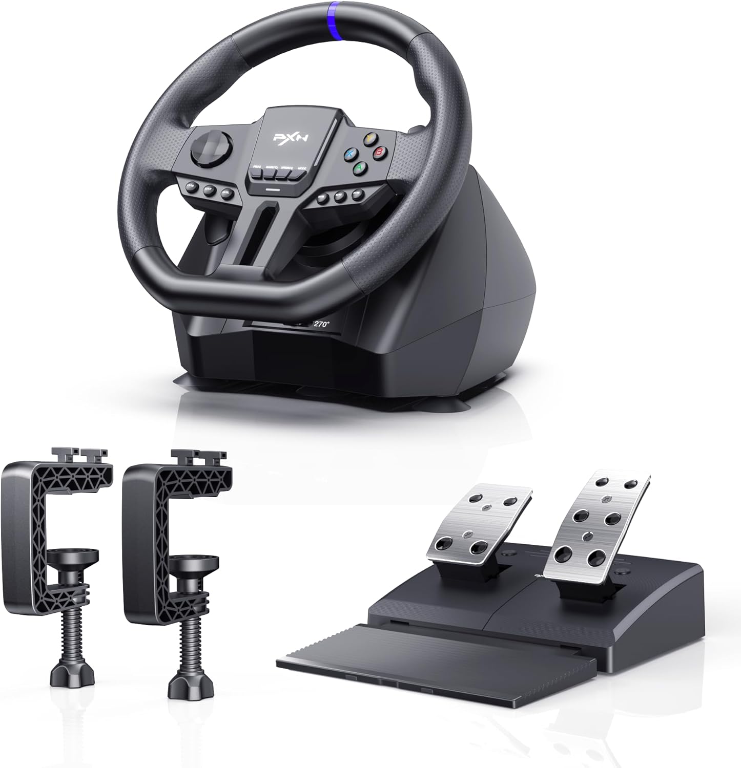 PXN V900 Gen2 Gaming Steering Wheel and Pedals, 270°/900° PC Steering ...
