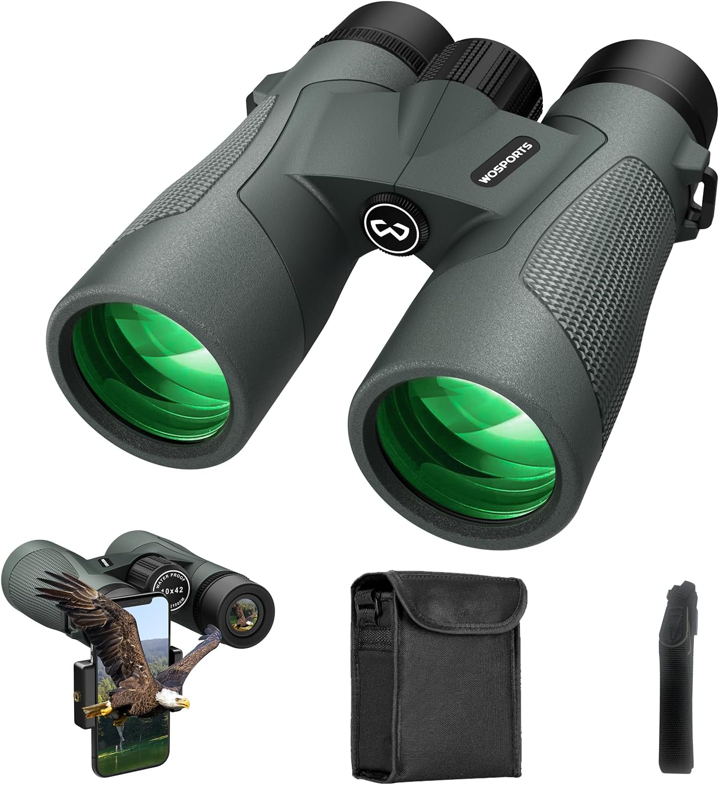 Amazon.com : WOSPORTS 10x42 Binoculars for Adults, IP67 Waterproof ...