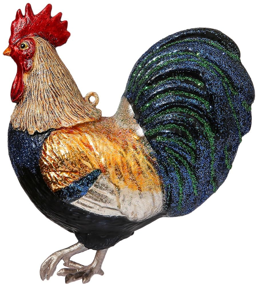 Amazon.com: 2pcs Glass Rooster Ornaments for Christmas Tree Decorations ...