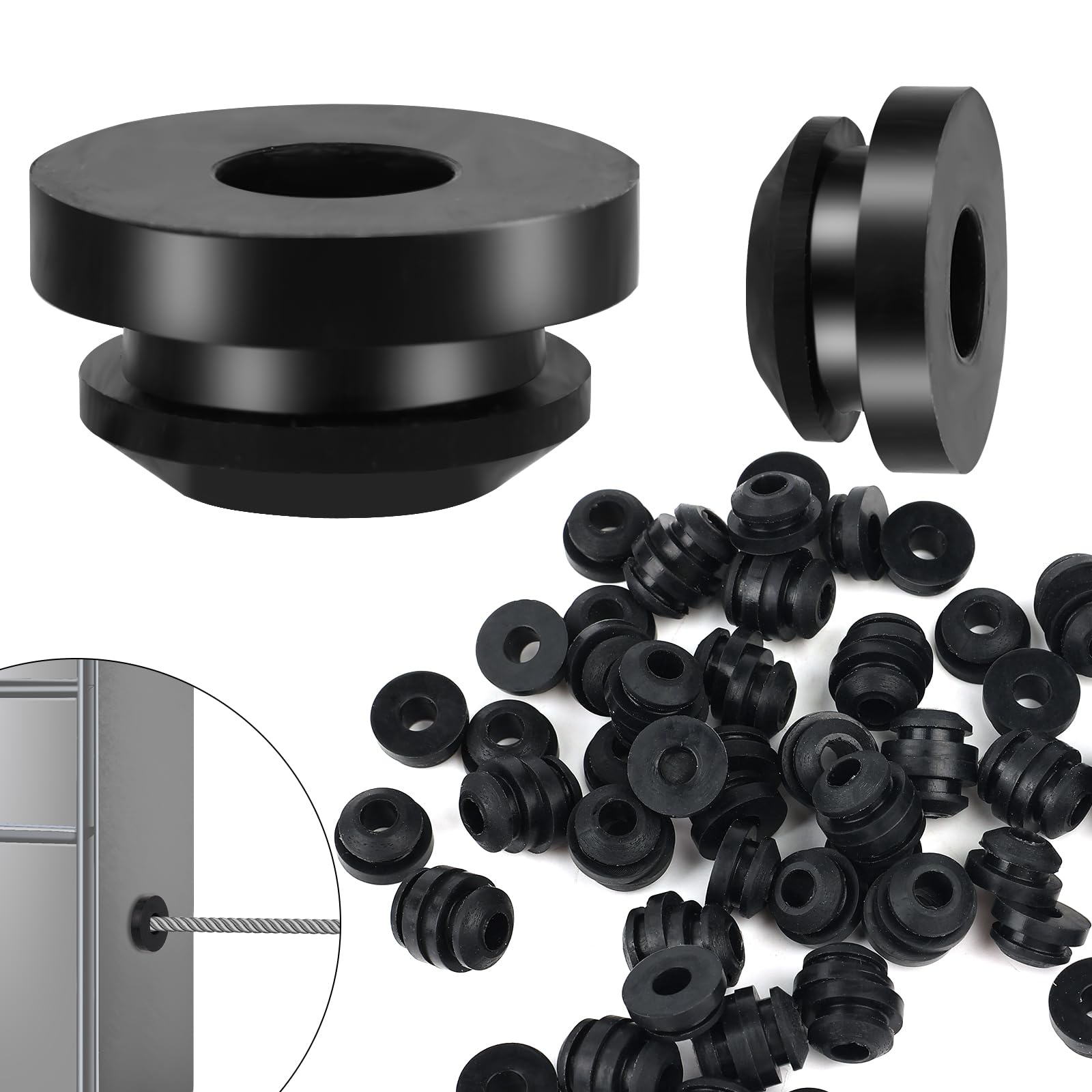 100pcs Cable Railing Rubber Grommets, 1/8"5/32"3/16" Cable Railing ...