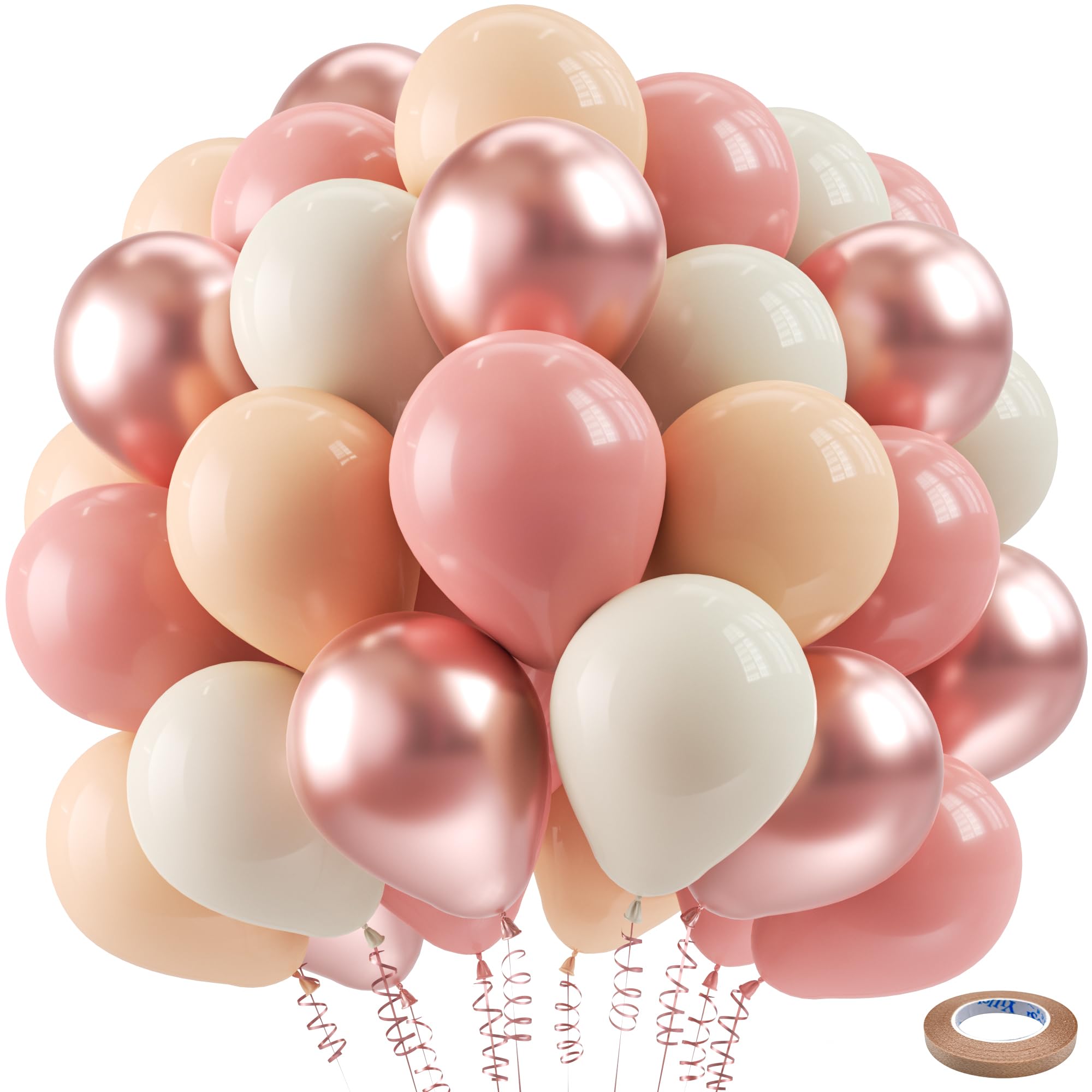 Snapklik.com : Blush Dusty Pink Latex Balloons, 60pcs 12 Inch Beige ...