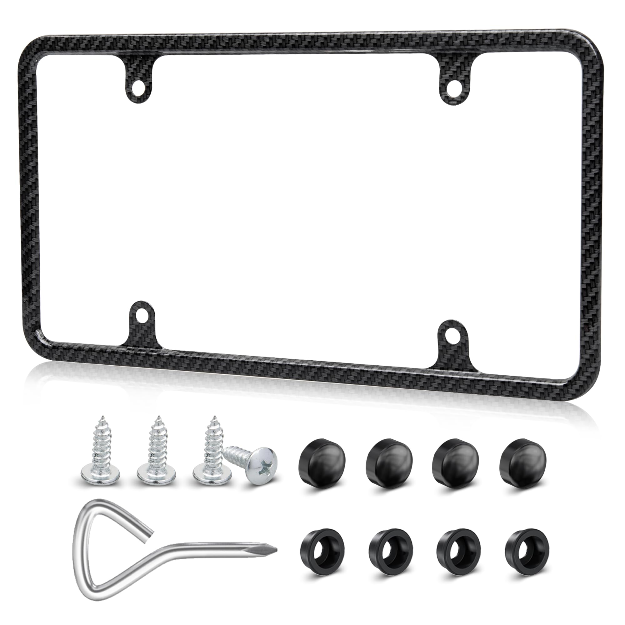 Amazon.com: RED WOLF License Plate Frame Stainless Steel Without ...