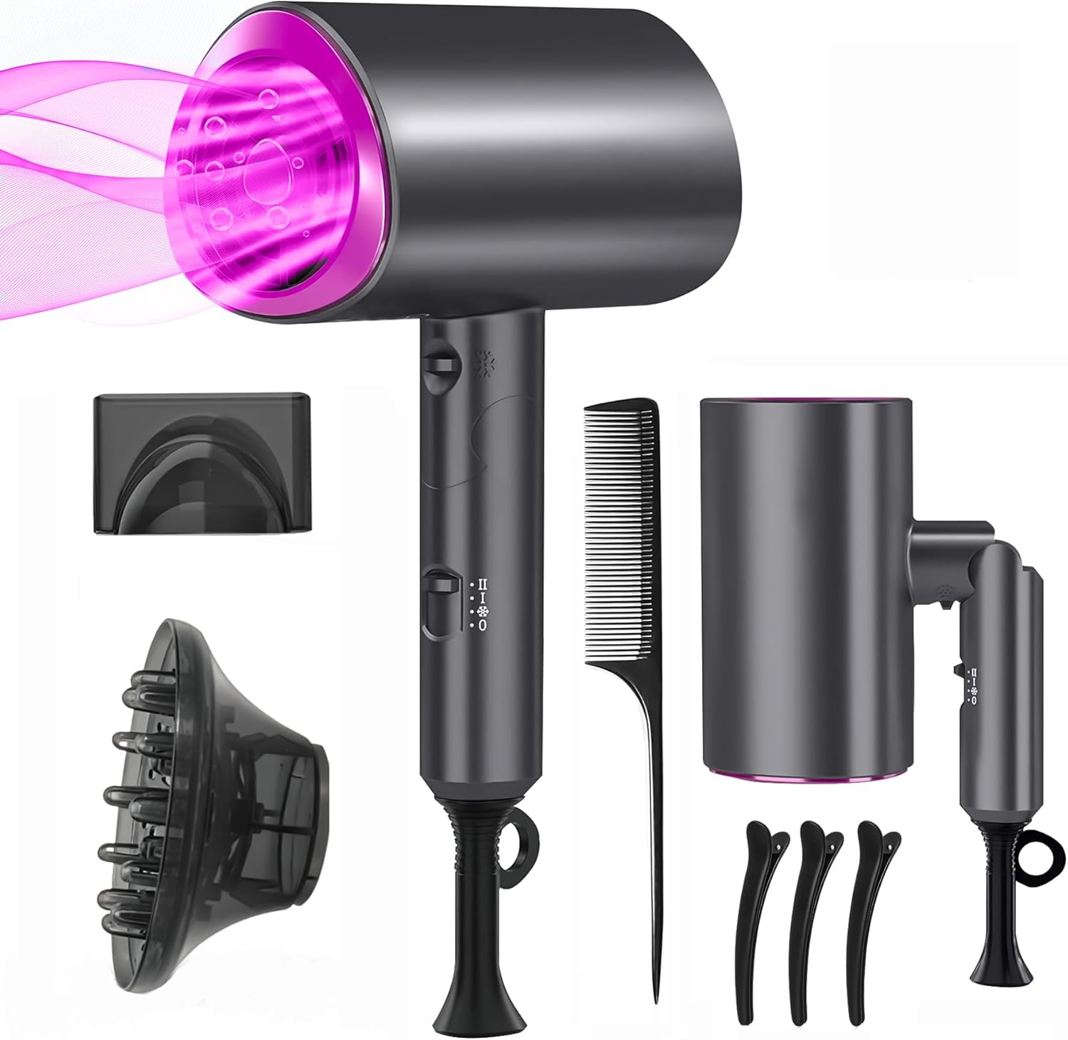 Secadora de Cabello Profesional con Iones, Potente 1800W para un Secado ...