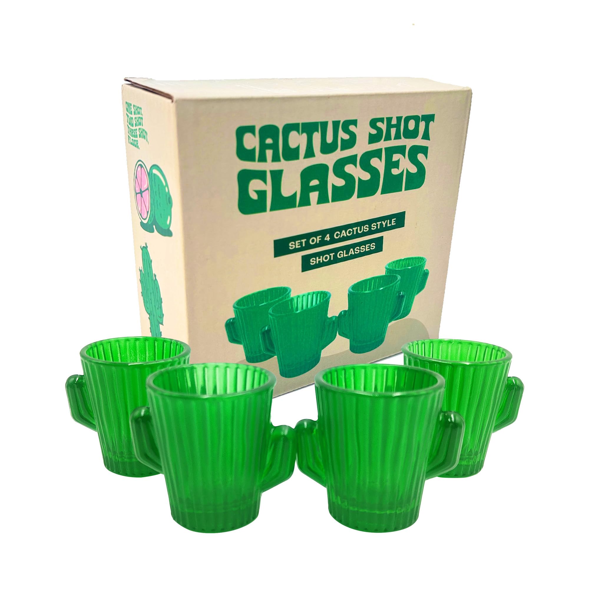 Let's Drink To That - Cactus Shot Glasses, 4 Pack Shot Glass Set ...
