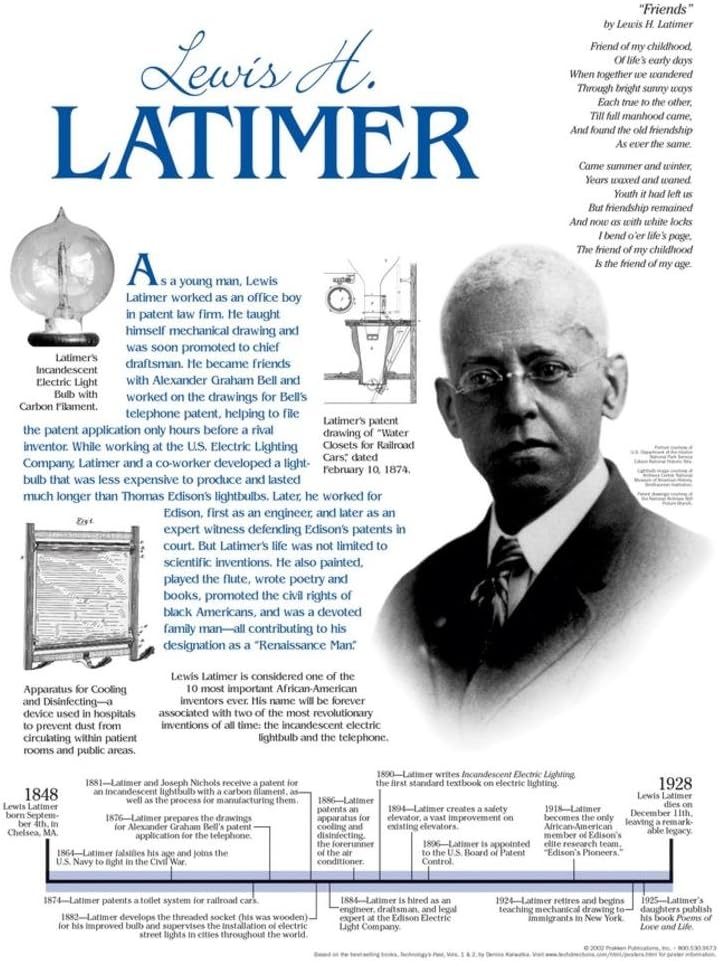 Amazon.com: Lewis Latimer - Educational Poster 18 x 24in: Prints ...