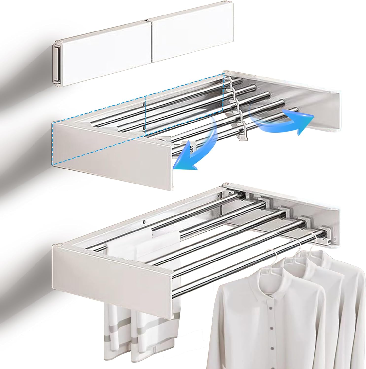 Amazon.com: Peimscen Wall Mounted Laundry Drying Rack, Foldable Wall ...