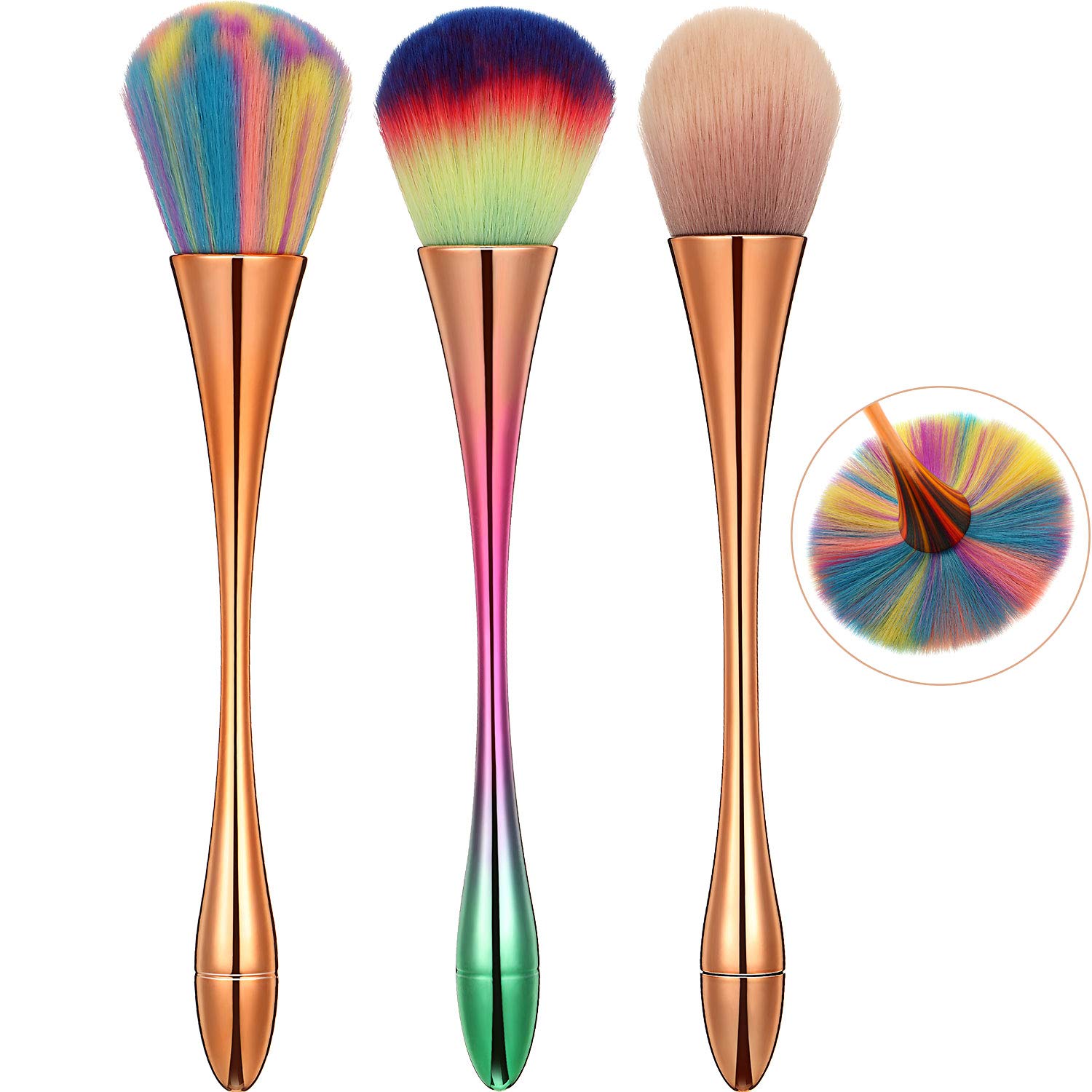 Amazon.com: 3 Pieces Large Powder Mineral Brushes Nail Design Dust,Soft ...