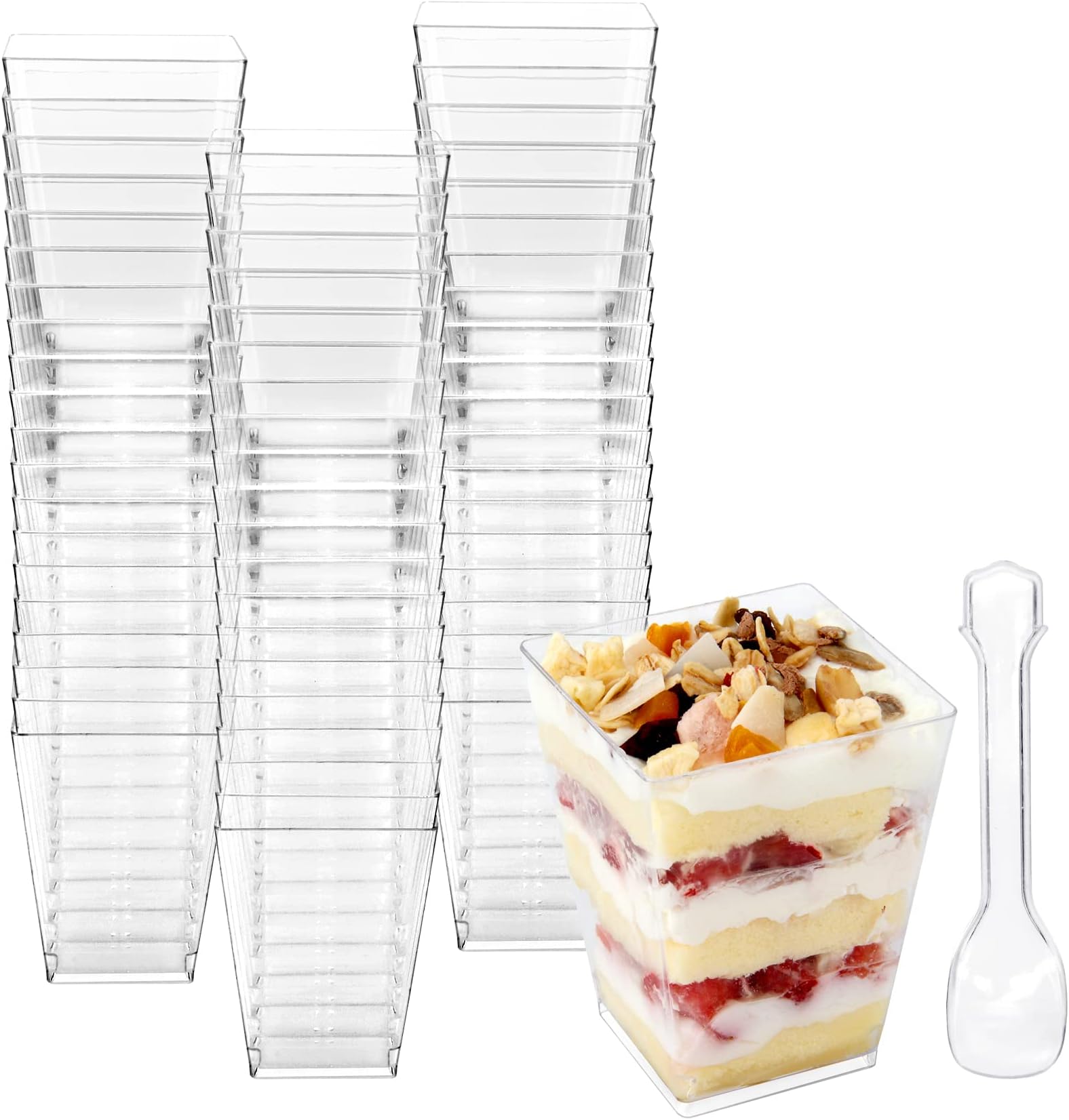 Amazon.com | Tosnail 80 Pack 4 Oz Square Clear Plastic Mini Dessert ...