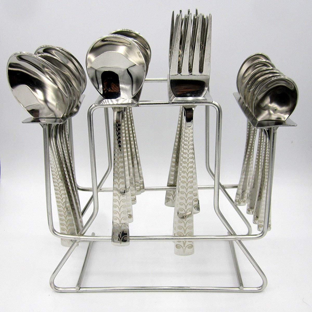 Stainless Steel Cutlery Stand Spoon and Fork Rack Holder (Only Stand ...