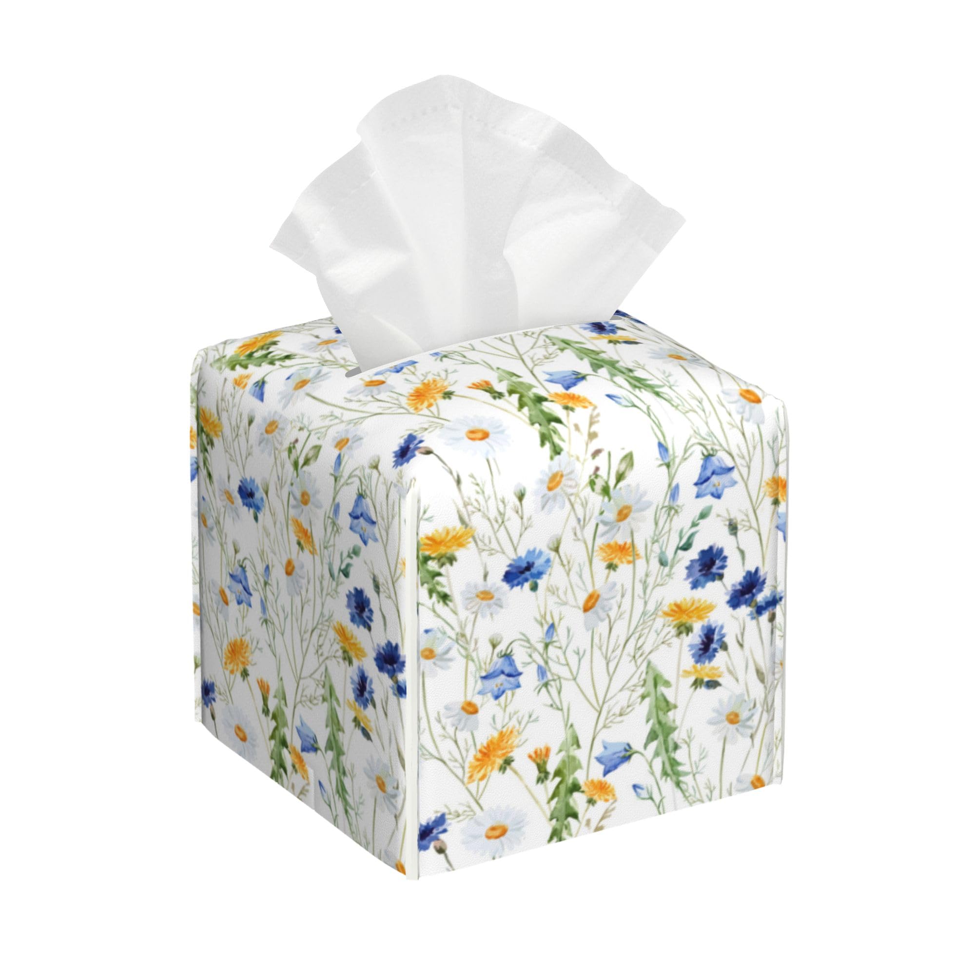 Amazon.com: Tissue Box Cover Square, Watercolor Dandelion Cornflower ...
