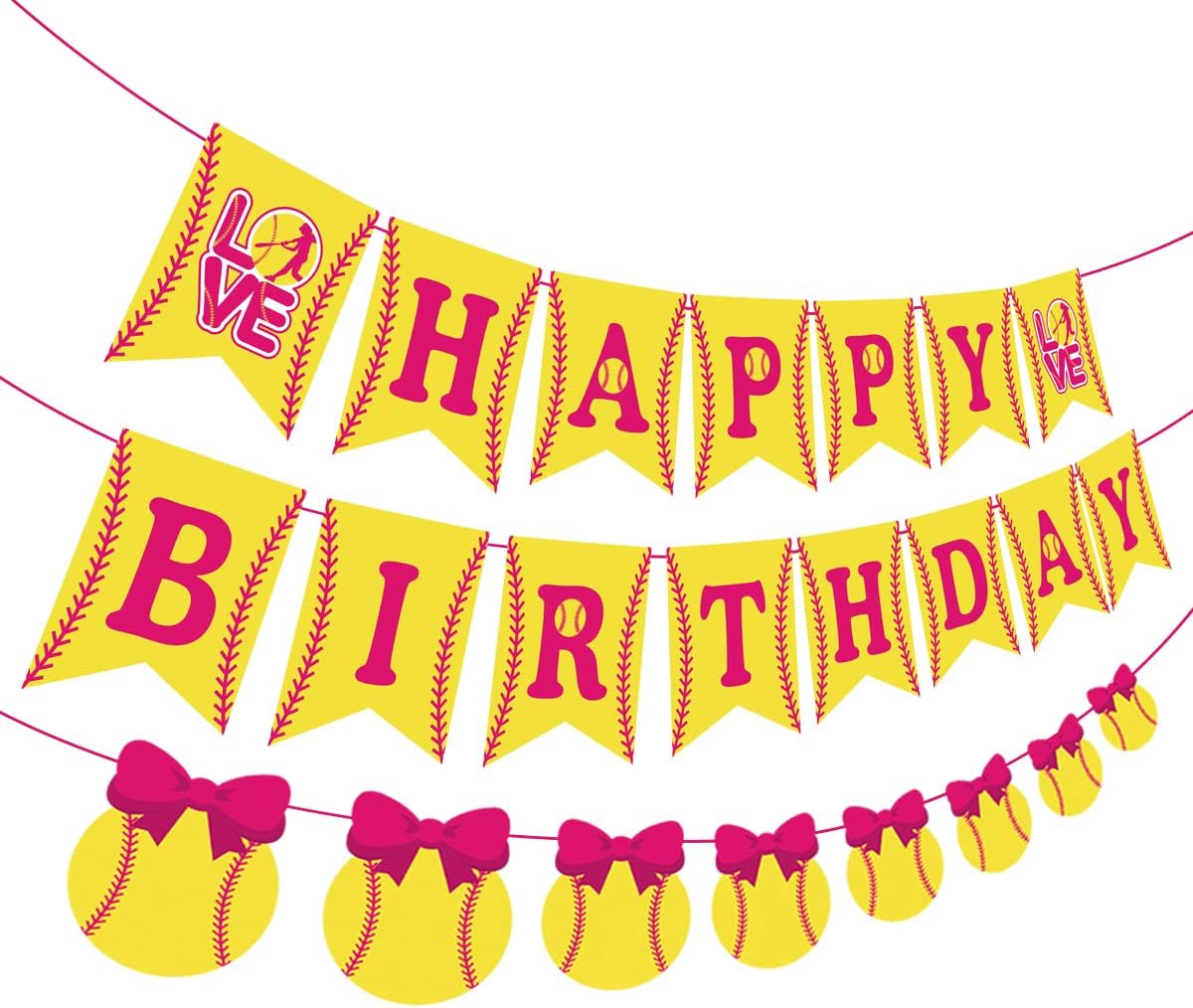 Amazon.com: JOYMEMO Softball Themed Birthday Decorations for Girls ...