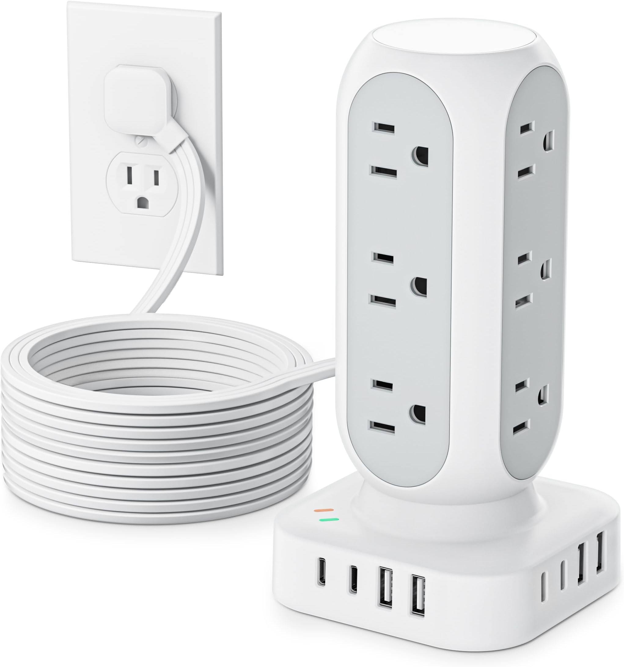 Amazon.com: Flat Multi Plug Extender with 3 USB Wall Charger(1 Type C ...