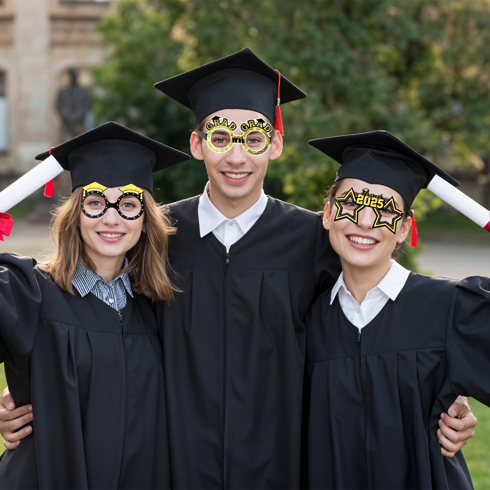 Snapklik.com : 6 Pcs Black And Gold Graduation Glasses 2025 Grad Party ...