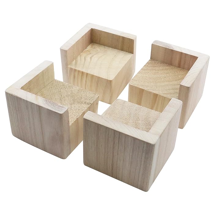 Buy T Tulead Square Bed Riser Blocks Wood Bed Lifters Furniture Riser ...