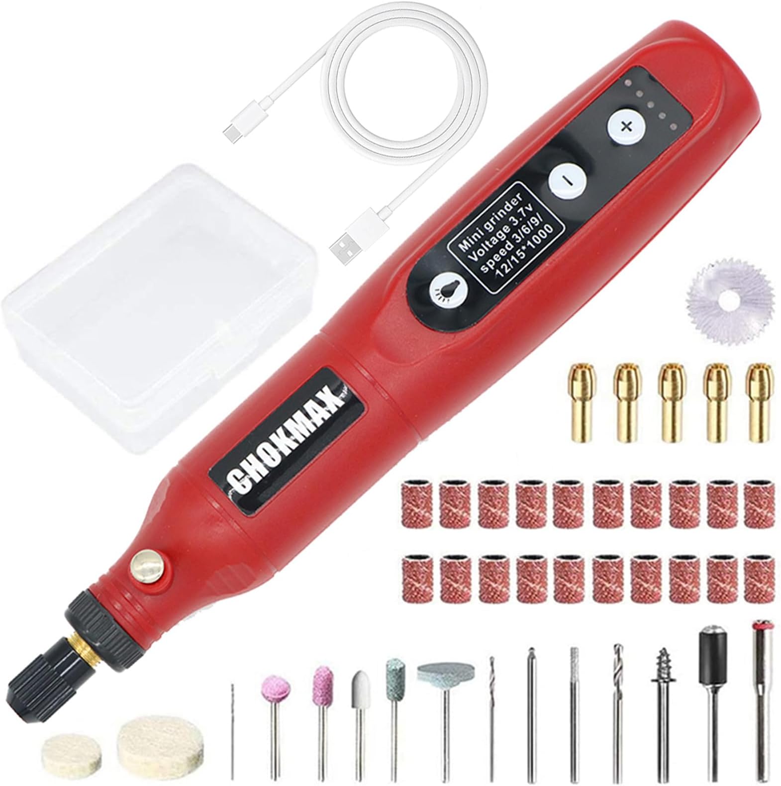 CHOKMAX Cordless Rotary Tool, 3.7V Mini Grinder with 5 Variable Speed ...