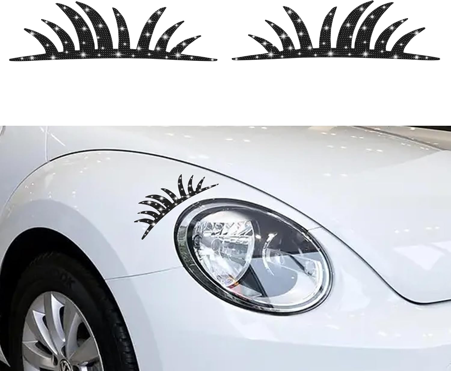 Amazon.com - TOMALL 2Pcs Car Headlight Bling Eyelashes Stickers Diamond ...