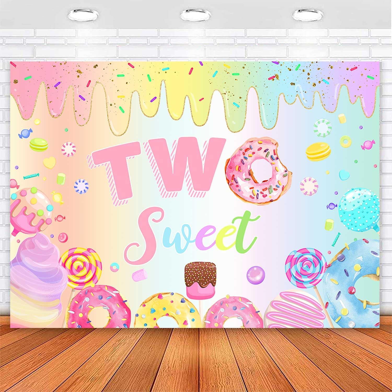 Amazon.com : Sensfun Donut Two Sweet Birthday Backdrop Ice Cream ...