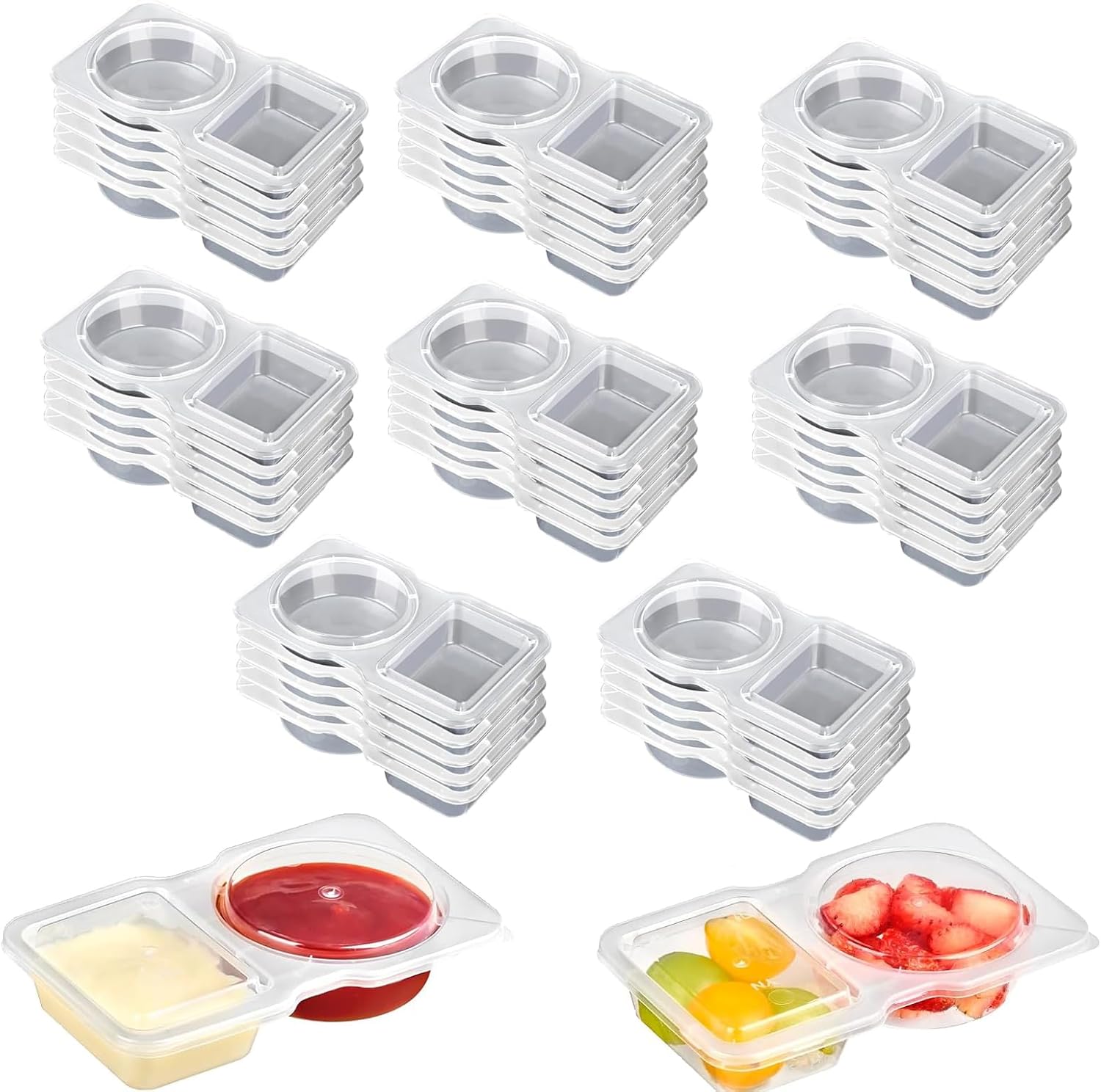 40 Pcs Snack Box Container, Double Compartment Condiment Containers ...