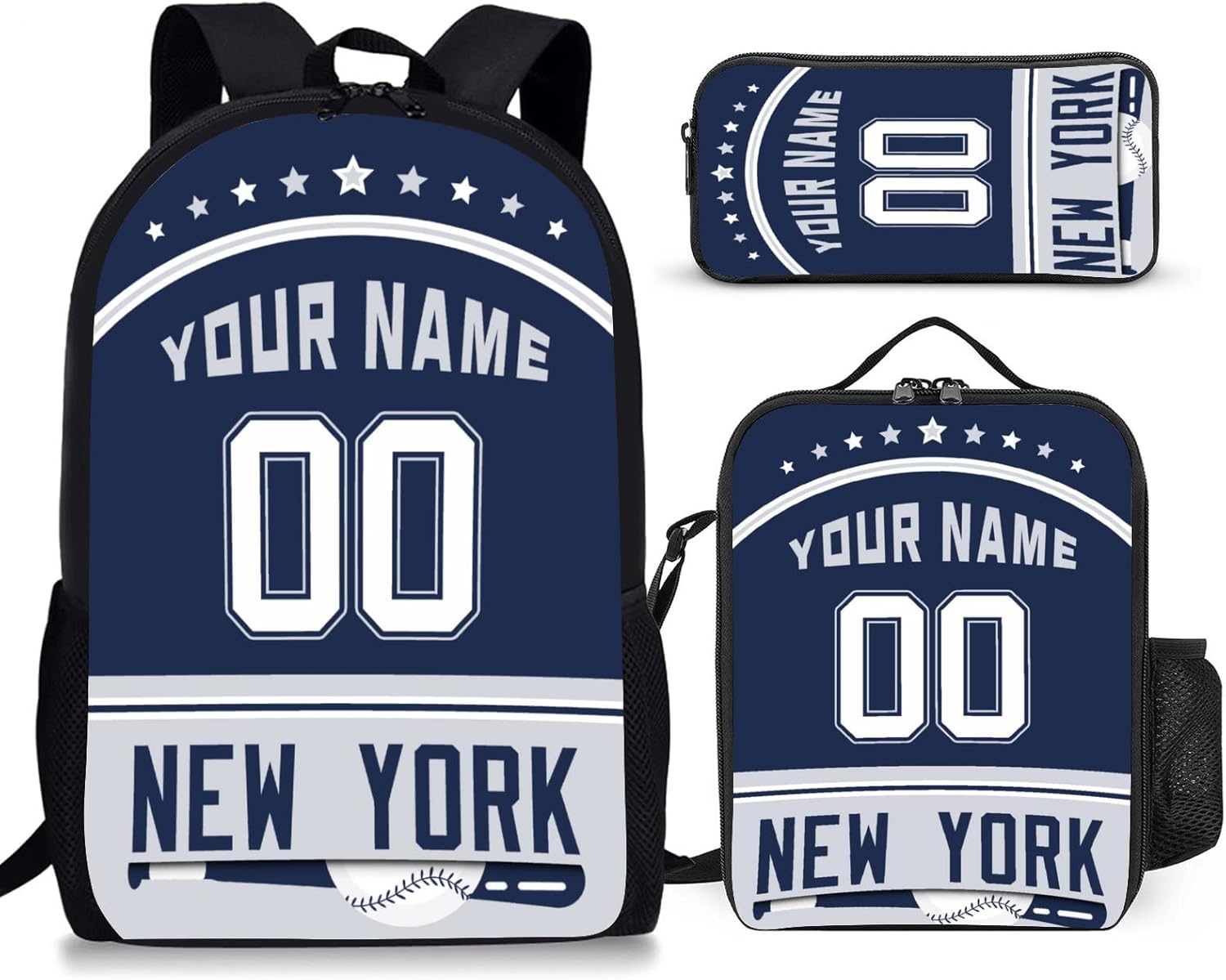 Amazon.com: Rixeucey Custom New York Y Backpack 3pcs Bag Set Laptop Bag ...
