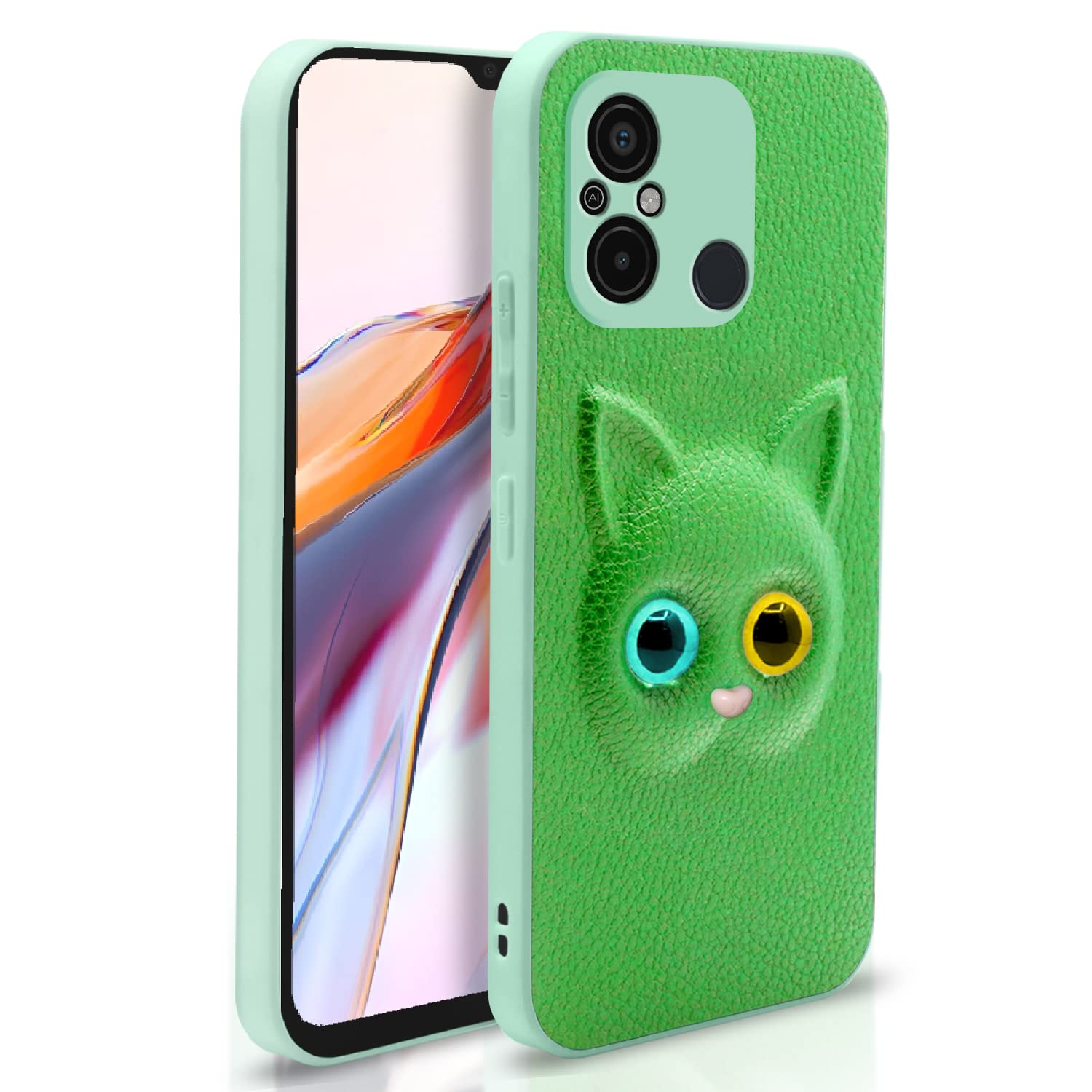 Pikkme Redmi 12C / Poco C55 Back Cover for Girls | Cute Cat Leather ...