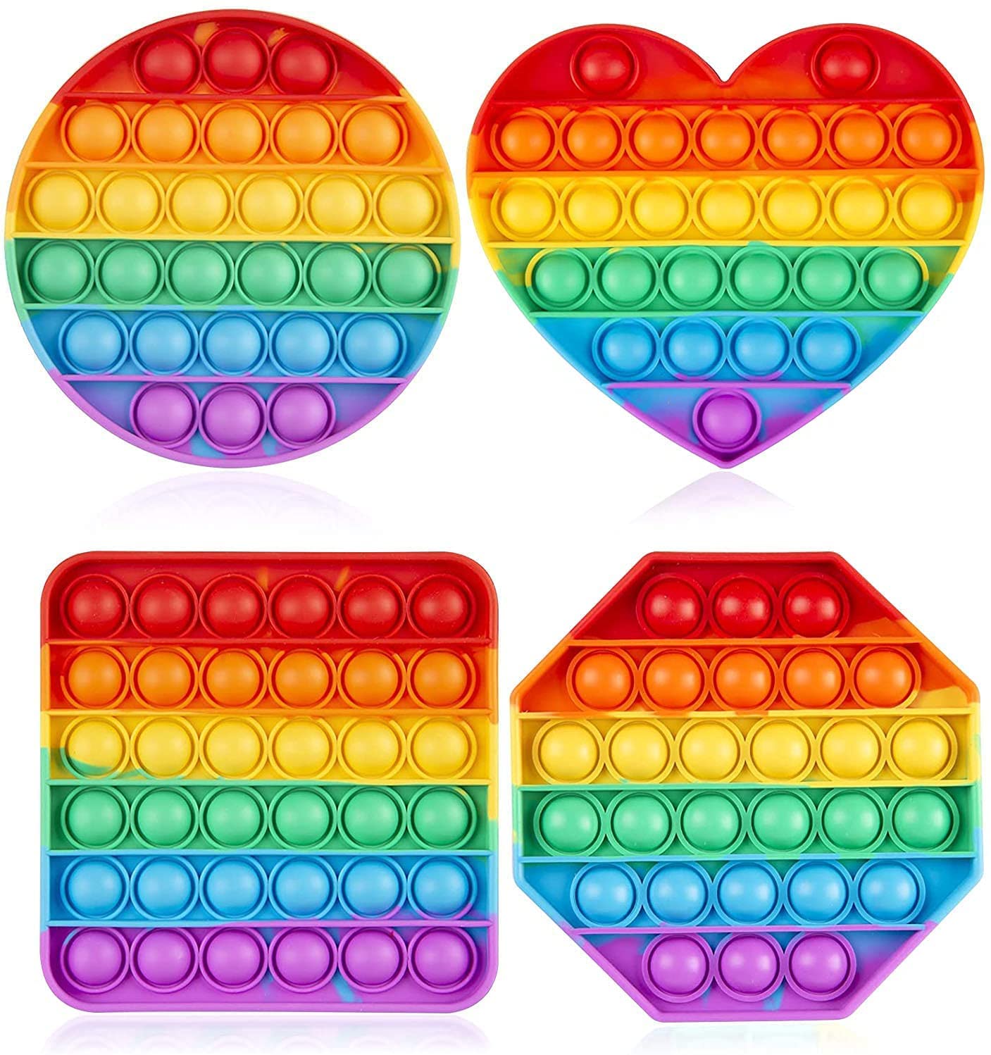 Buy AIMERS 4 Pack Rainbow Push Pop Bubble Fidget Sensory Toy, Stress ...
